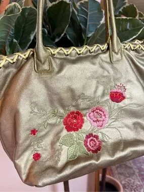 Vintage | Bags | Vintage Gold Floral Embroidered Shoulder Bag | Poshmark